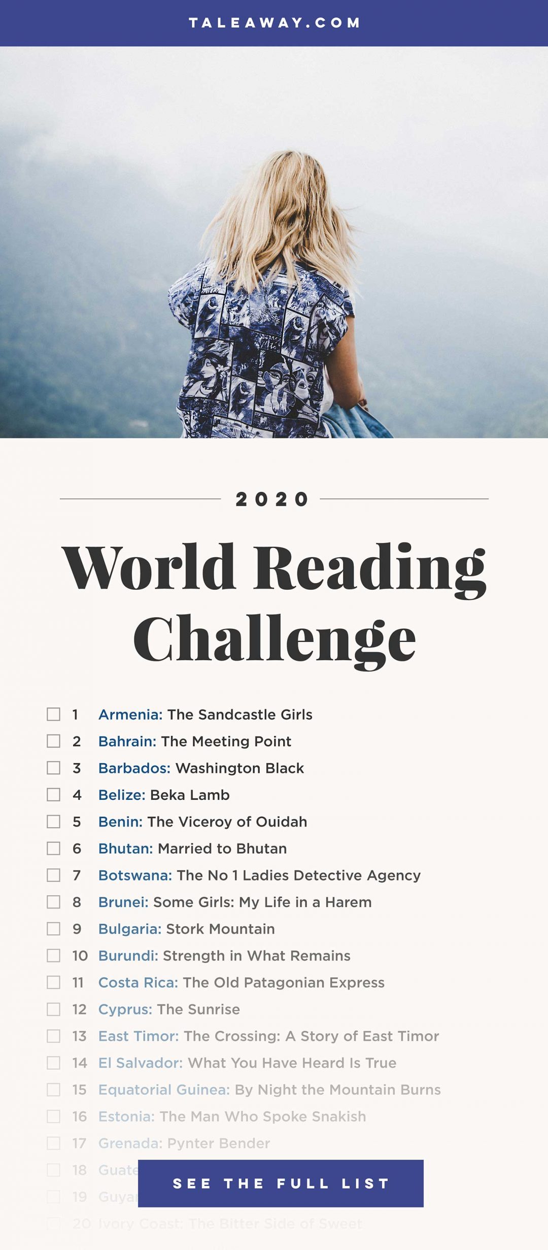 World Reading Challenge: Books Around The Globe 2020 - Tale Away